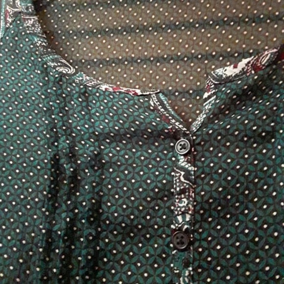 Band of Gypsies | Tops | Band Of Gypsies Dark Green Paisley Boho Mesh ...